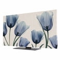 Blue Tulips TV Dust Cover 55 Inch, Flowers Minimalist Modern Art Linen ...