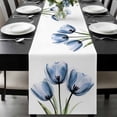 Blue Tulips Table Runner 72 Inches Long, Country Retro Aesthetic Floral ...