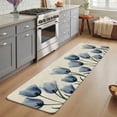 Blue Tulips Washable Runner Rug 3X5 ft Flowers Minimalist Modern Art ...