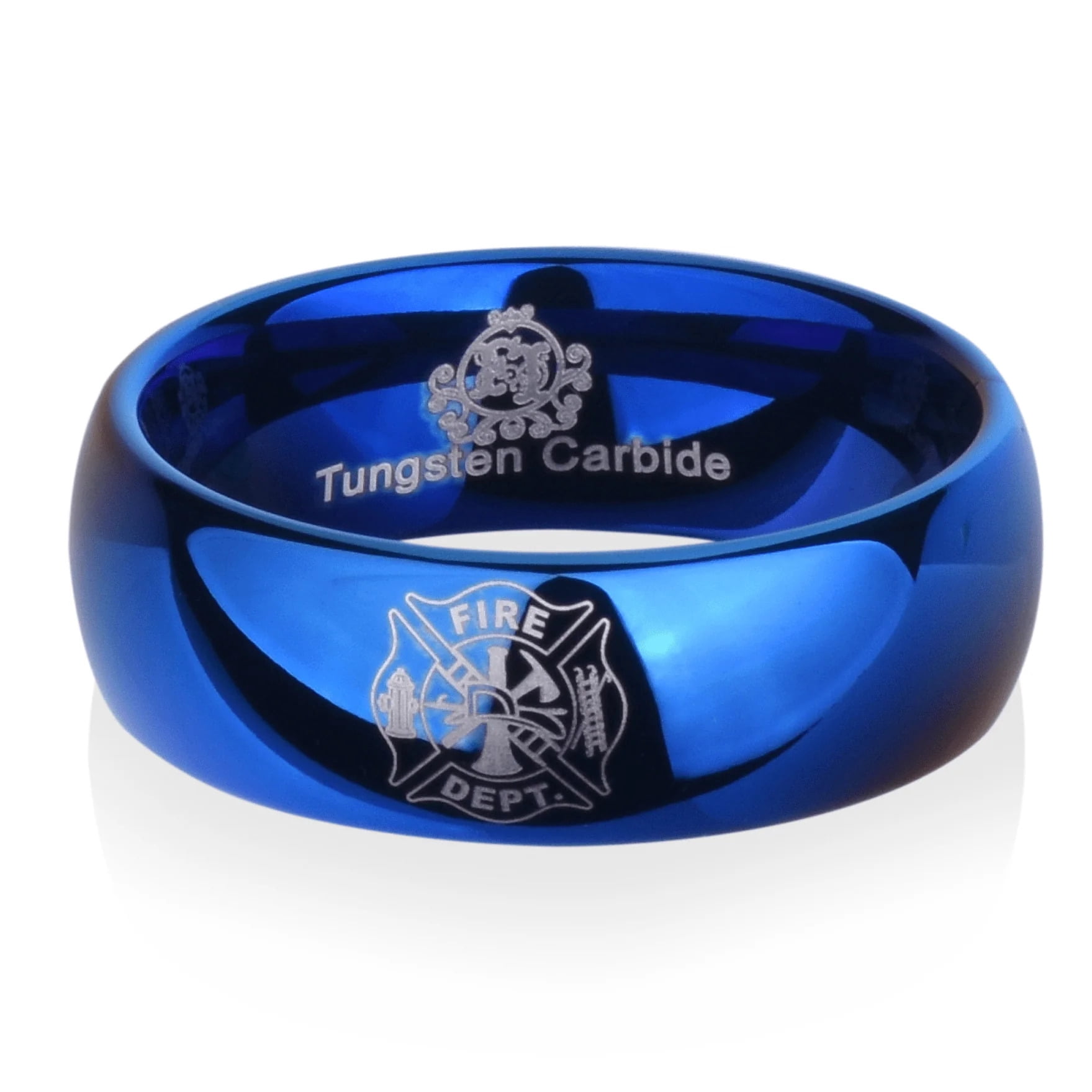 Blue Tungsten Firefighter's Ring - Walmart.com