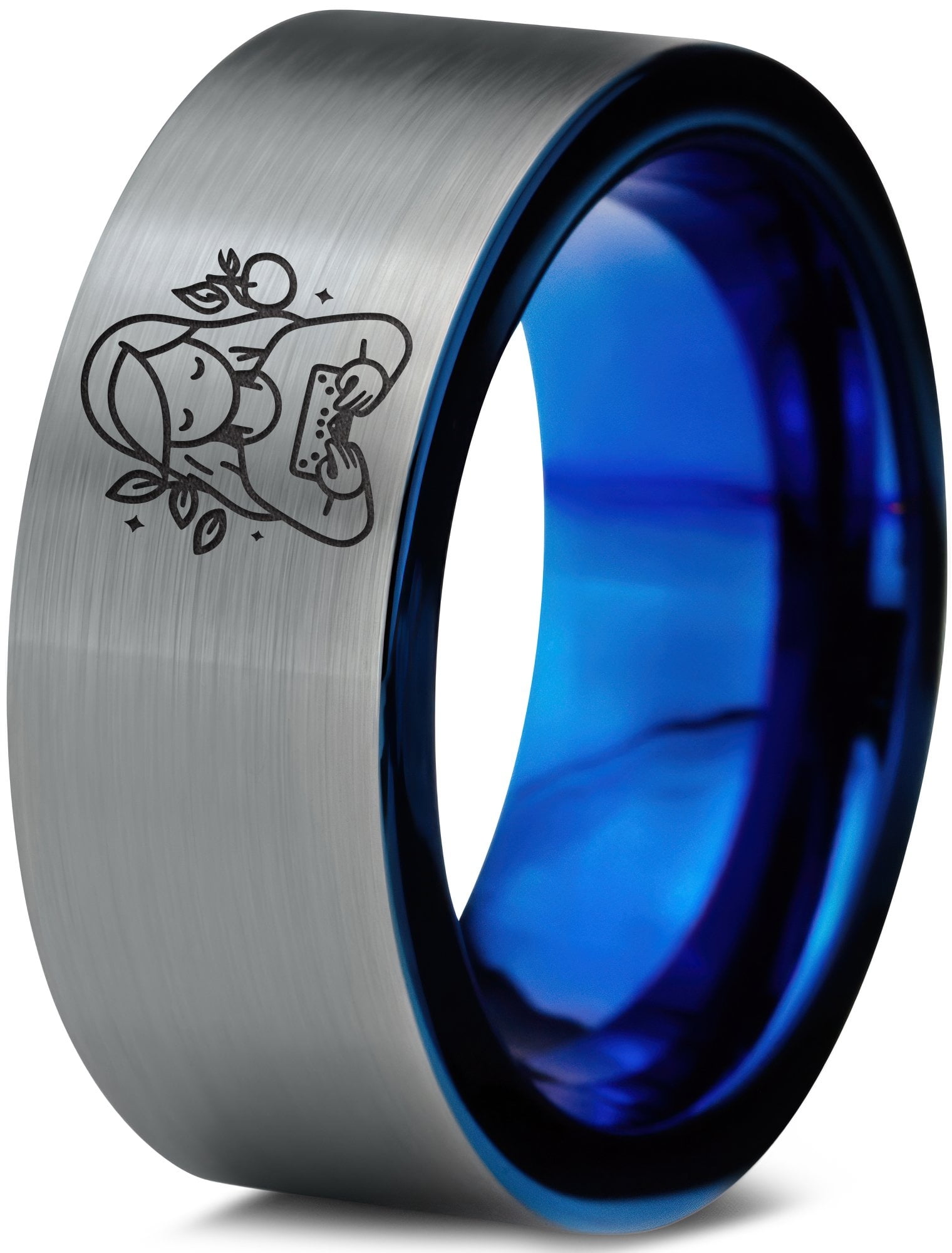 Blue Tungsten Gamer Mens Wedding Bands Gray Men Ring Friendship Rings ...
