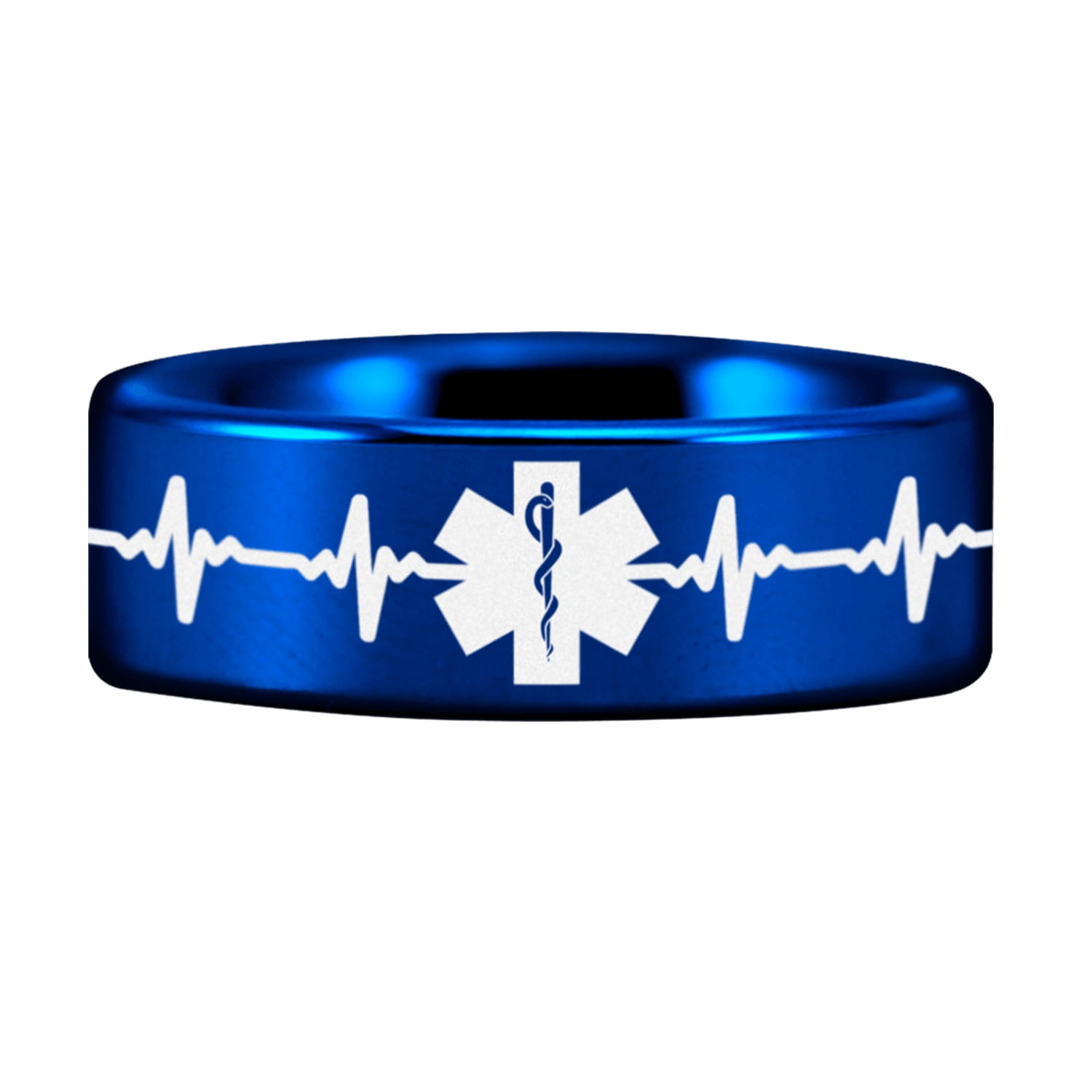 Blue Tungsten Medical Heart Beat Ring - Walmart.com