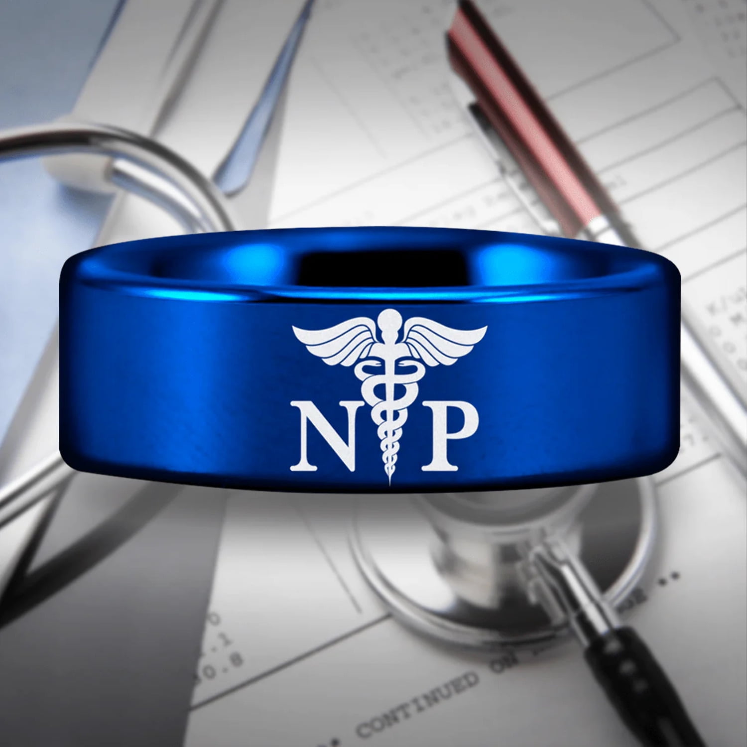 Blue Tungsten Nurse Practitioner Ring - Walmart.com
