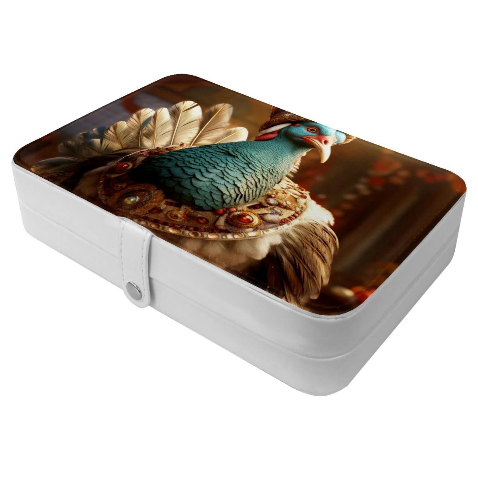 Blue Turkeys Wearing Feathered Crowns Travel Jewelry Box - Compact and ...