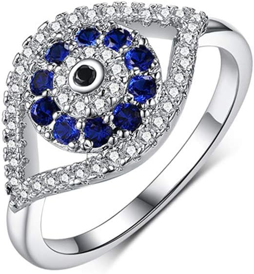 Blue Turkish Evil Eye Cubic Zirconia Rings for Women Men Dainty Band ...