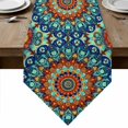 Blue Turquoise Boho Table Runner Linen Burlap Table Runner 90 Inches ...