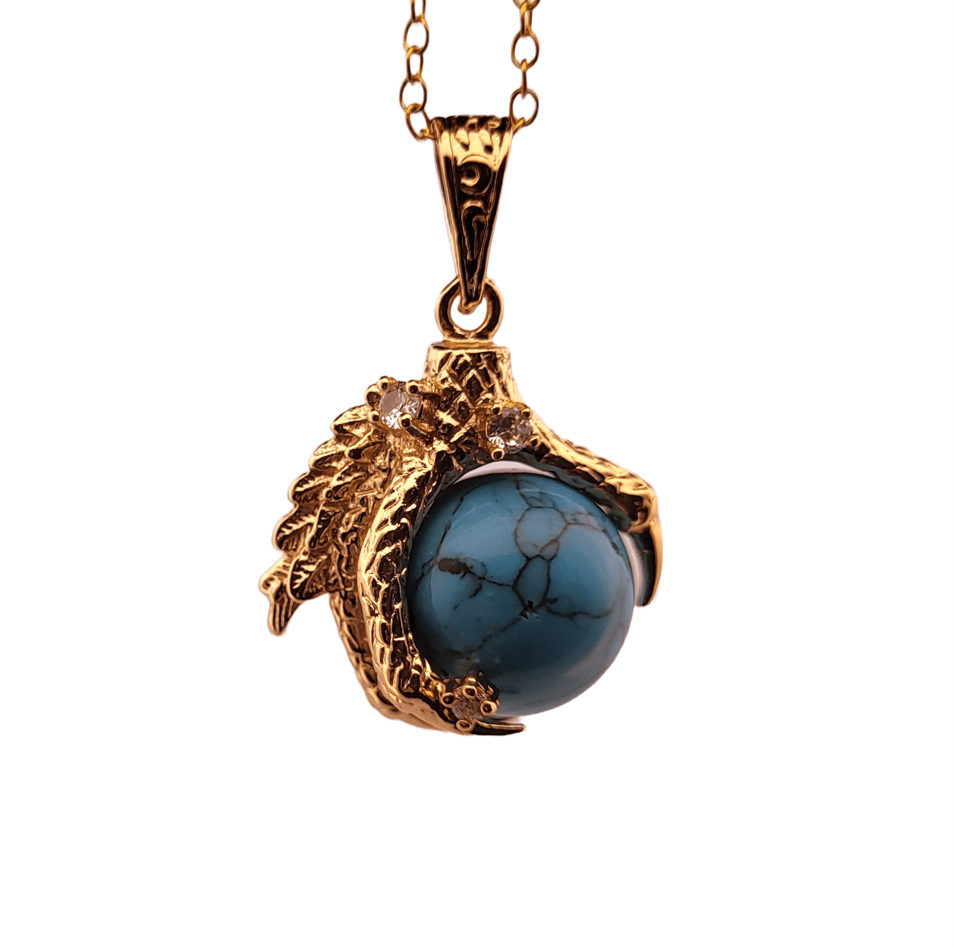 Blue Turquoise Dragon Claw Gold Necklace BTDCGN - Walmart.com