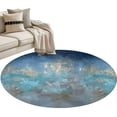 Blue Turquoise Grey Round Rug 3ft Washable Circle Entryway Rugs Non ...