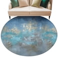 Blue Turquoise Grey Round Rug 6ft Washable Circle Kitchen Rugs Non Slip ...
