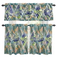 Blue Turquoise Kitchen Curtains Valance and Tier Set Marble Abstract ...