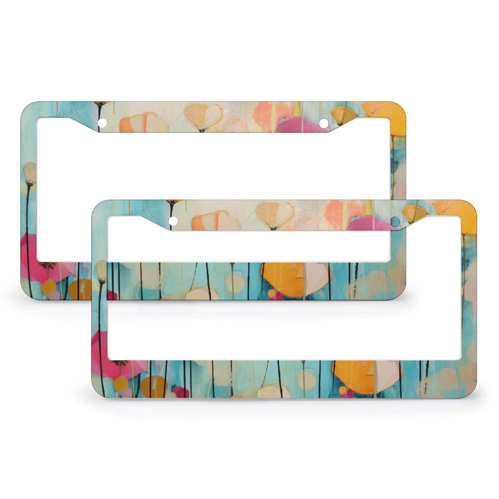 Blue Turquoise Magenta And Yellow Abstract Painting License Plate Cover ...