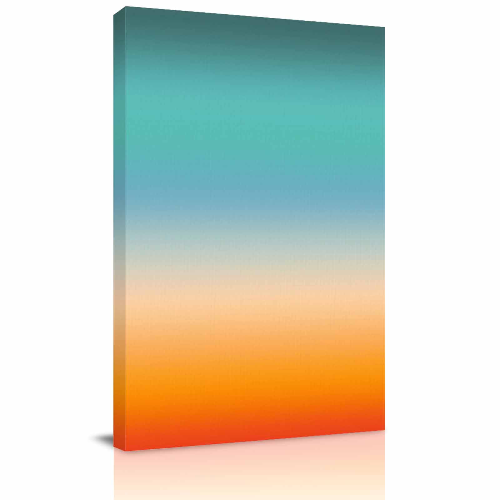 Blue Turquoise Orange Gradual Canvas Wall Art for Living Room, Abstract ...