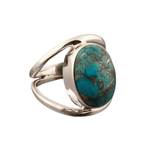 Blue Turquoise Ring, 925 Sterling Silver Teal Blue Gemstone Cocktail ...