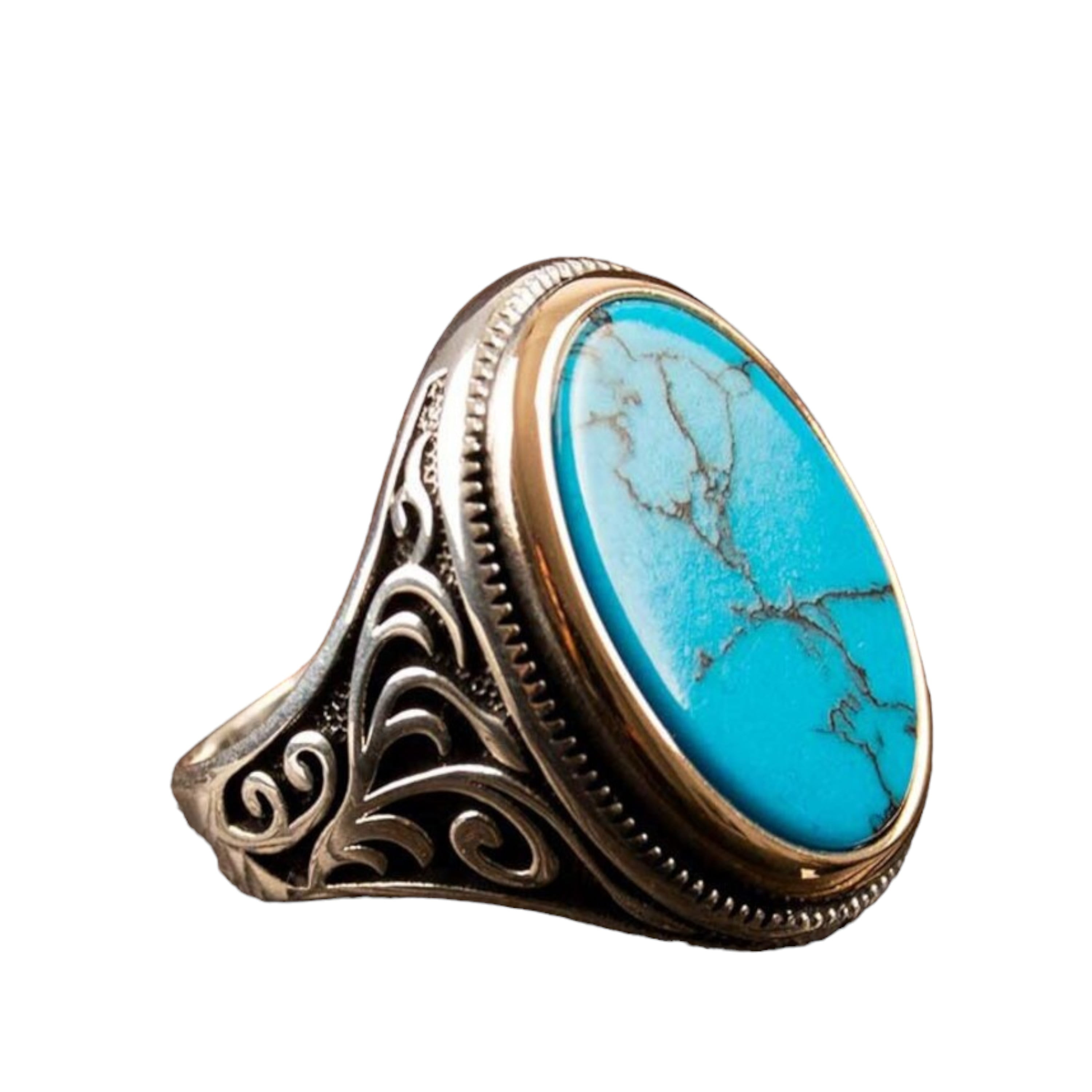 Blue Turquoise Silver Ring 925k Sterling Silver Ring Statment Ring ...