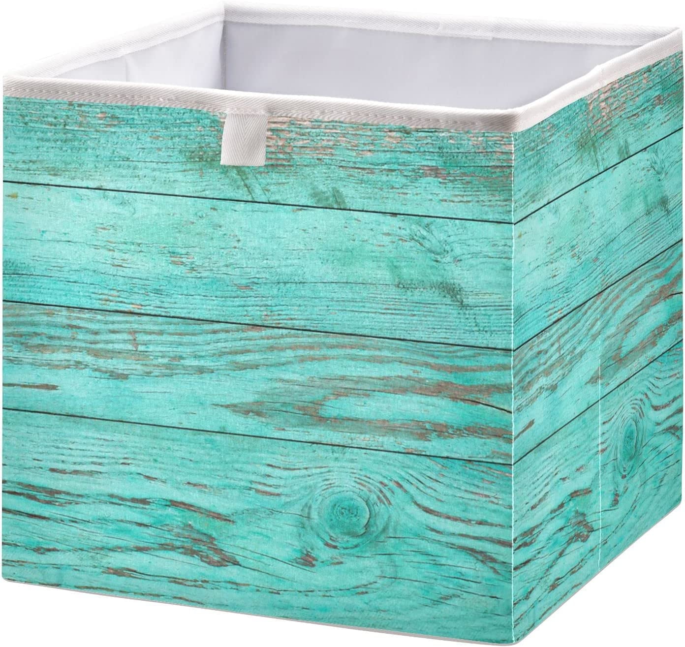 Blue Turquoise Wooden Storage Baskets for Shelves Foldable Collapsible ...