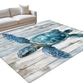 Blue Turtle Area Rugs 6x9ft Vintage Wood Grain Floor Rug Non Slip Low ...