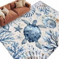 Blue Turtle Coastal Area Rug 8x10 Washable Rug Non Slip Summer Beach ...