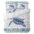 Blue Turtle Coastal Bedding Duvet Cover Set Queen Size 4 Pieces, Summer ...