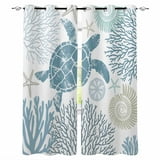 Blue Turtle Coastal Blackout Curtains 54 Inches Long, Summer Beach ...
