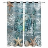 Blue Turtle Coastal Blackout Curtains 96 Inches Long, Summer Beach ...