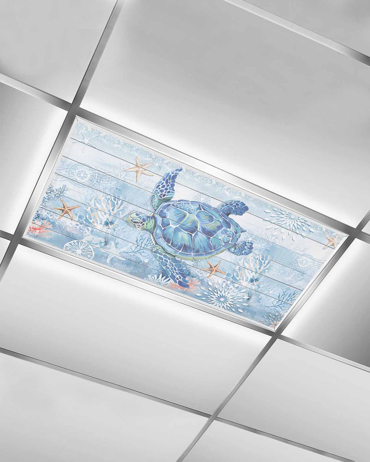 Blue Turtle Coastal Fluorescent Light Covers for Ceiling Lights 4x2 ...