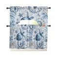 Blue Turtle Coastal Kitchen Curtains Set for Windows 3 Piece Cafe ...