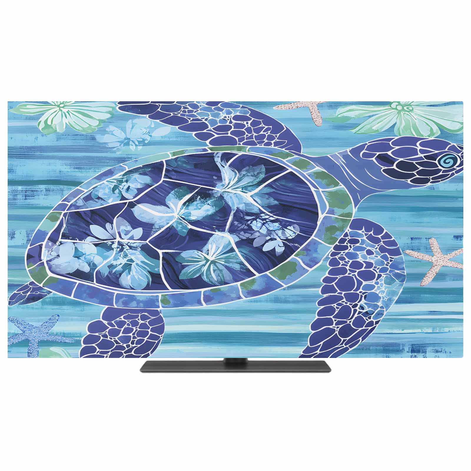 Blue Turtle Coastal TV Dust Cover,Stretchable TV Screen Desktop ...