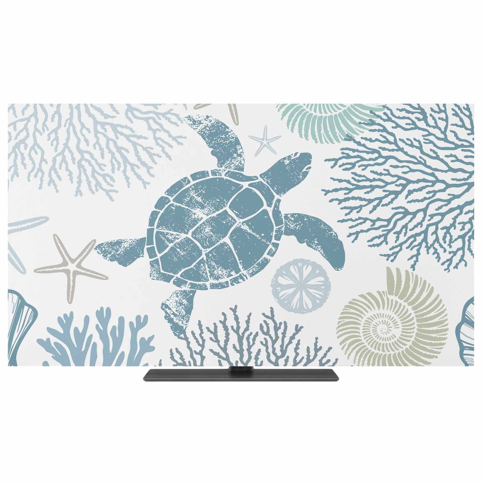 Blue Turtle Coastal TV Dust Cover,Stretchable TV Screen Desktop ...