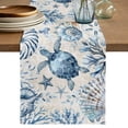 Blue Turtle Coastal Table Runner 90 Inches Long,Summer Beach Coral ...