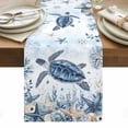 Blue Turtle Coastal Table Runner Beach Starfish Nautical Coral ...