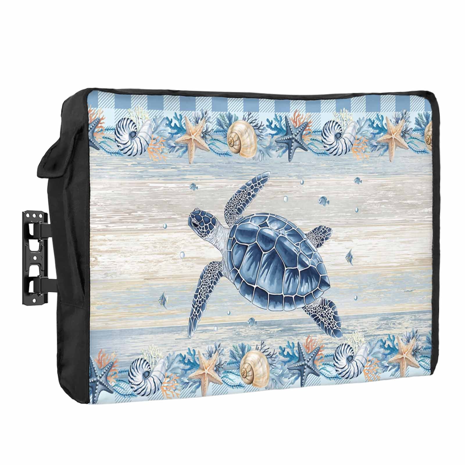 Blue Turtle Coastal Waterproof Outdoor TV Cover, Summer Starfish Beach ...