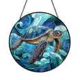 Blue Turtle Faux Stained Glass Suncatcher – Round Window Hanging for ...