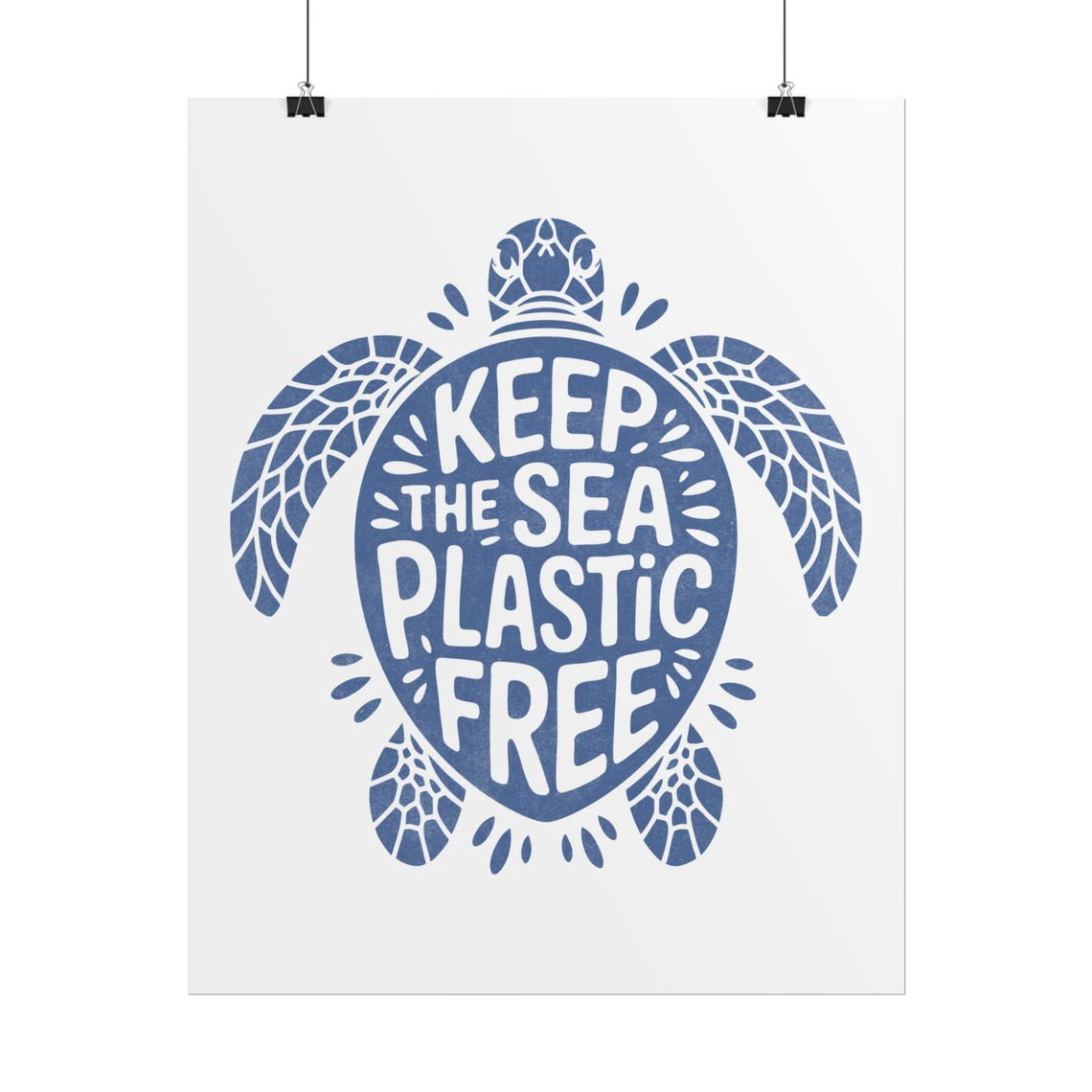 Blue Turtle Keep the Sea Plastic Free Ocean Wall Art Print Unframed ...