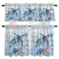 Blue Turtle Kitchen Curtains Set for Windows, Summer Ocean Beach ...