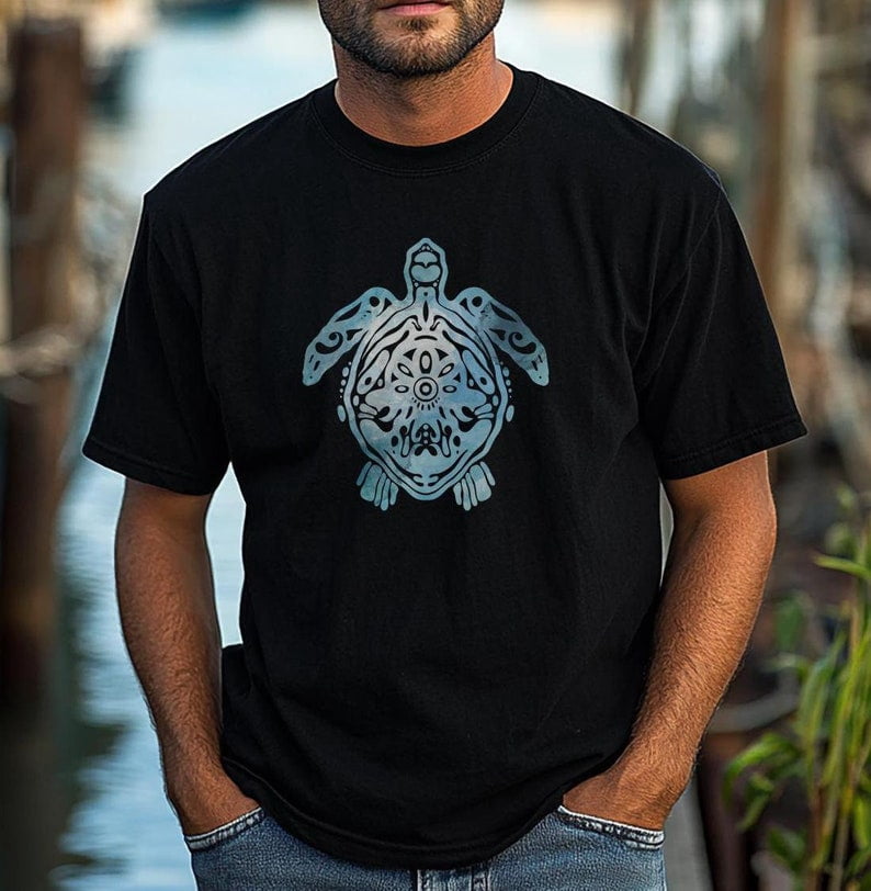 Blue Turtle Men’s T-Shirt Ocean Nature Sea Animal Diving Graphic Gift ...