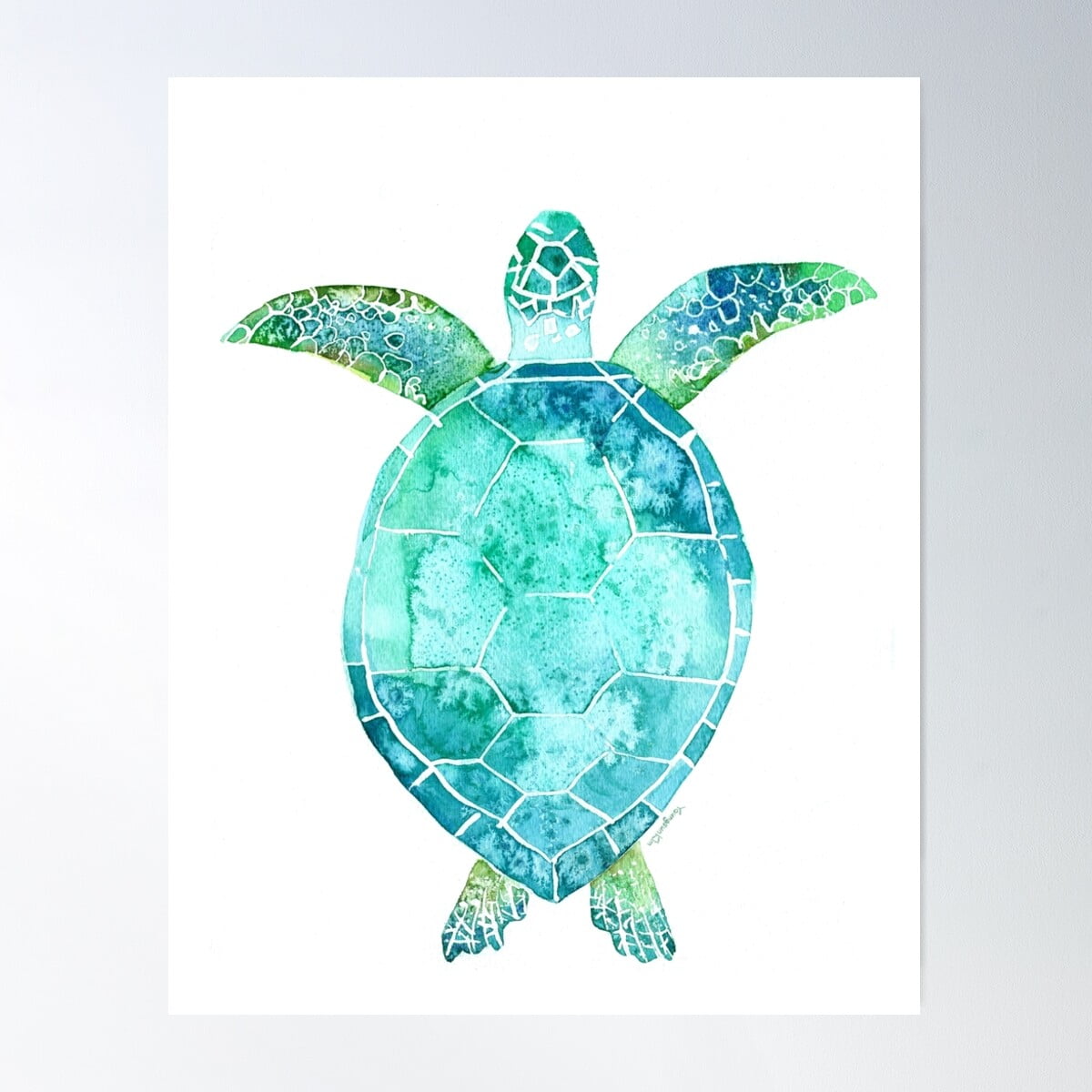 Blue Turtle, Turtle Art, Ocean Turtle Swiming Poster Wall Art, Modern ...