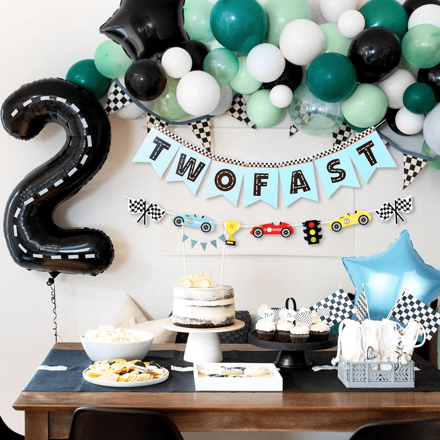 Blue Two Fast Two CuriousBirthday Decorations Two Fast Banner Growing ...