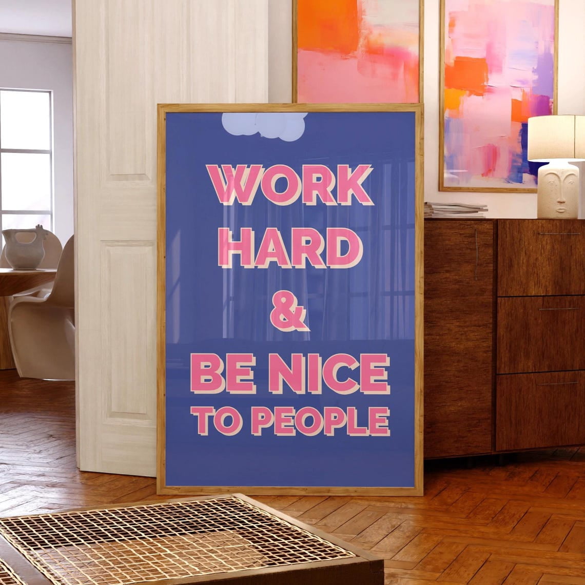 Blue Typography Motivational Quote Statement Decor Home Office Art ...