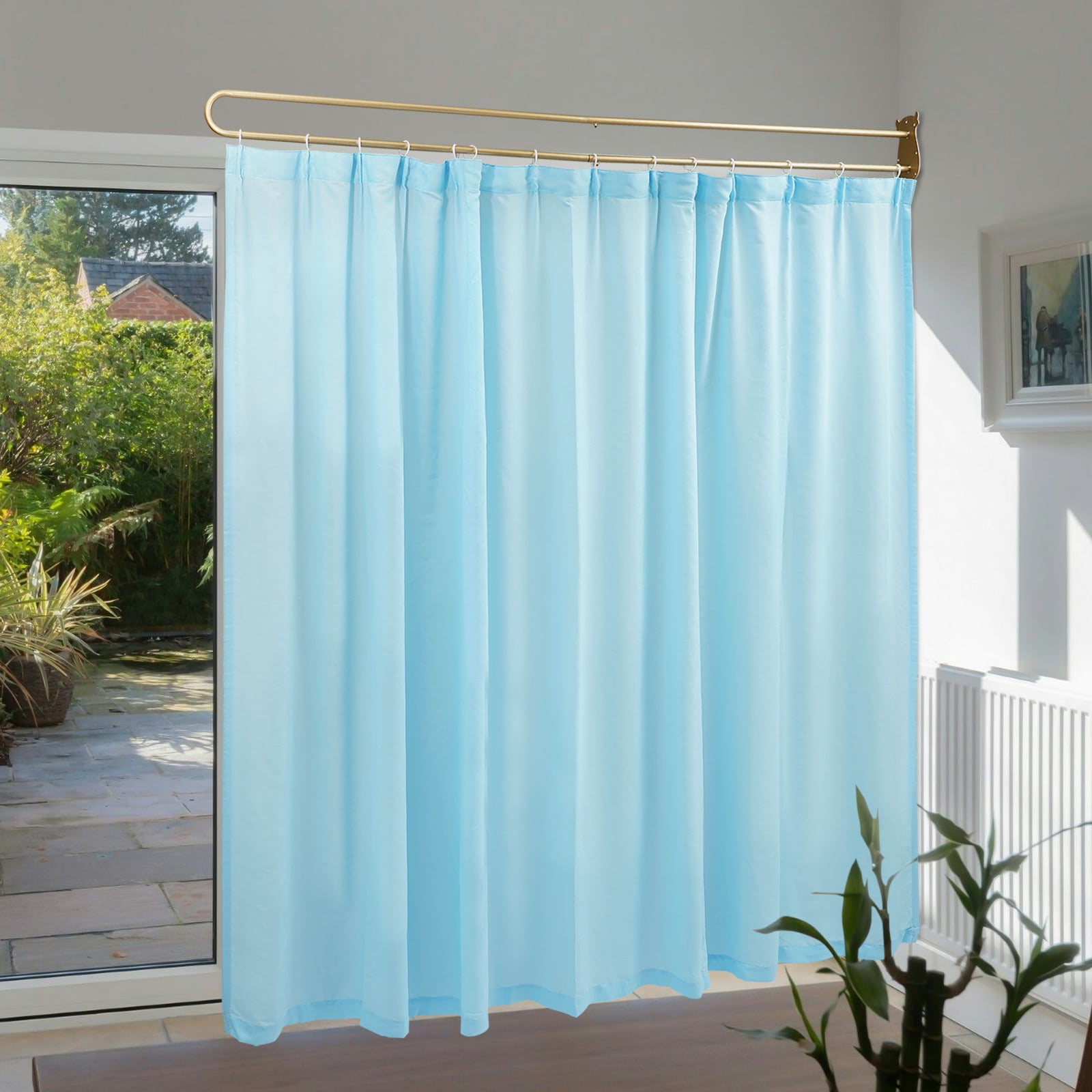 Blue U-Shape Privacy Partition Curtains for Room Divider Partitions ...