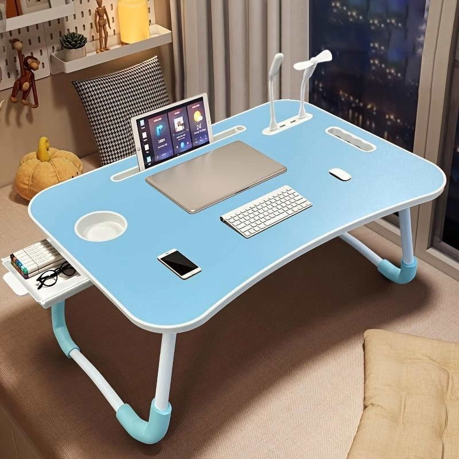 Blue Ultra Large Portable Laptop Bed Table - Multi functional tray ...