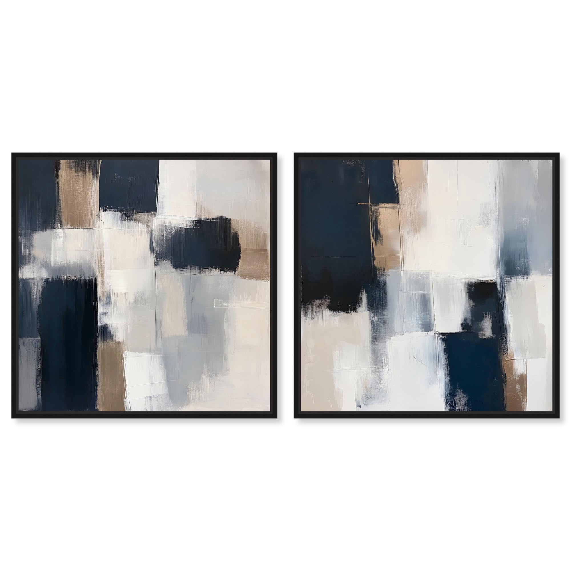 Blue Undertone II & Stormy Hues II Canvas Print Blue Livingroom Art Set ...