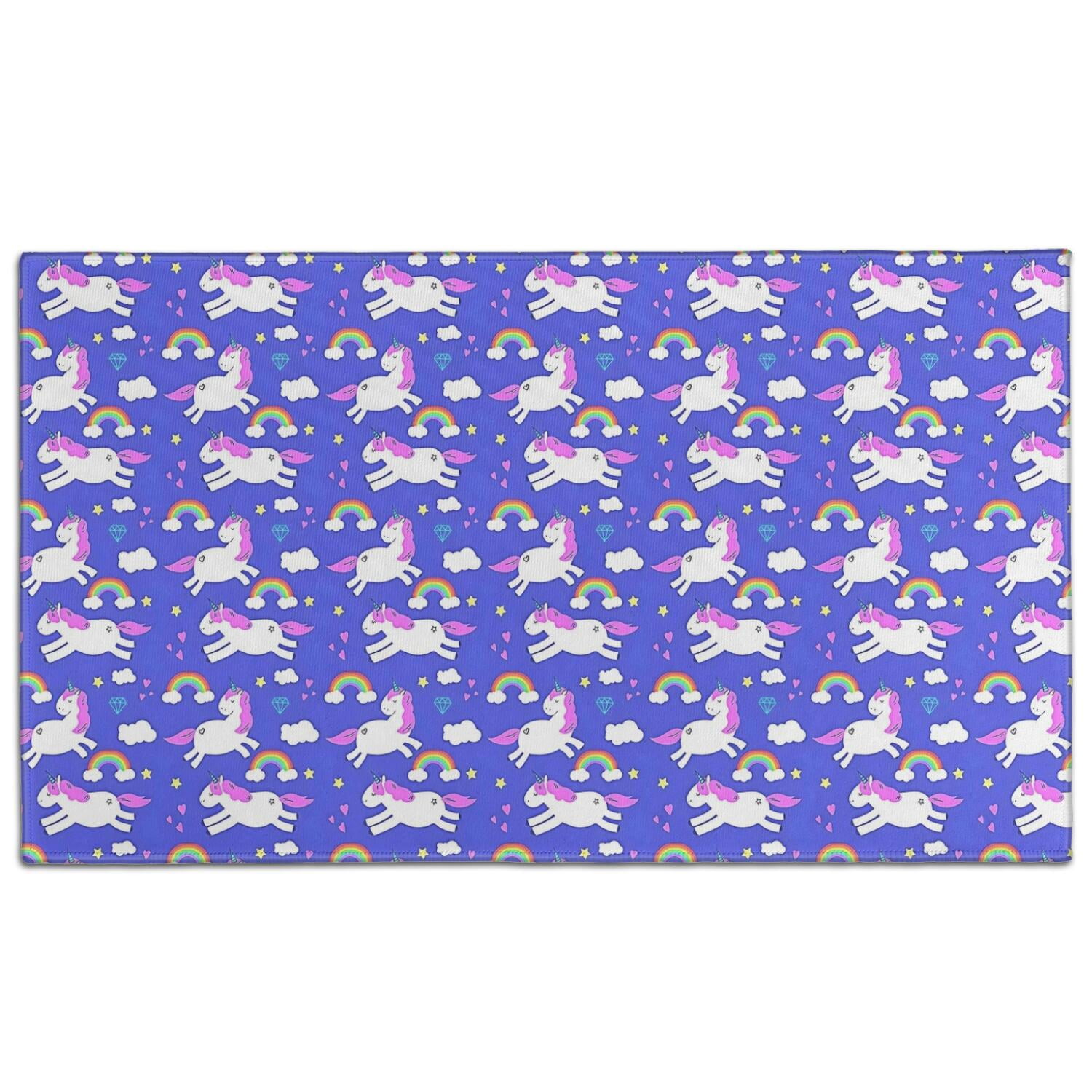 Blue Unicorn Rainbow Pattern Door Rugs,Washable Non Slip Door Mats ...