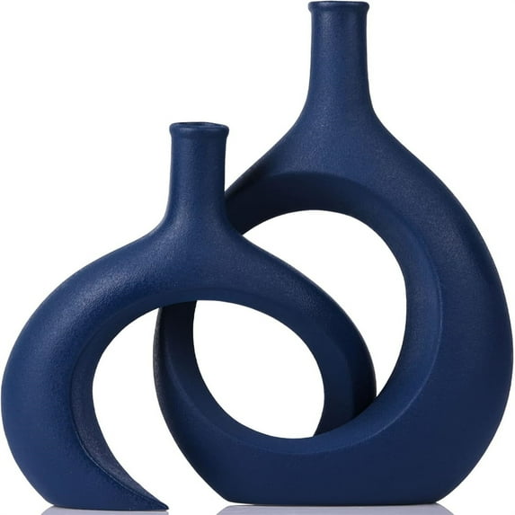 Blue Unique Hollow Bud Vases Set of 2,Modern Snuggle and Huging Style ...