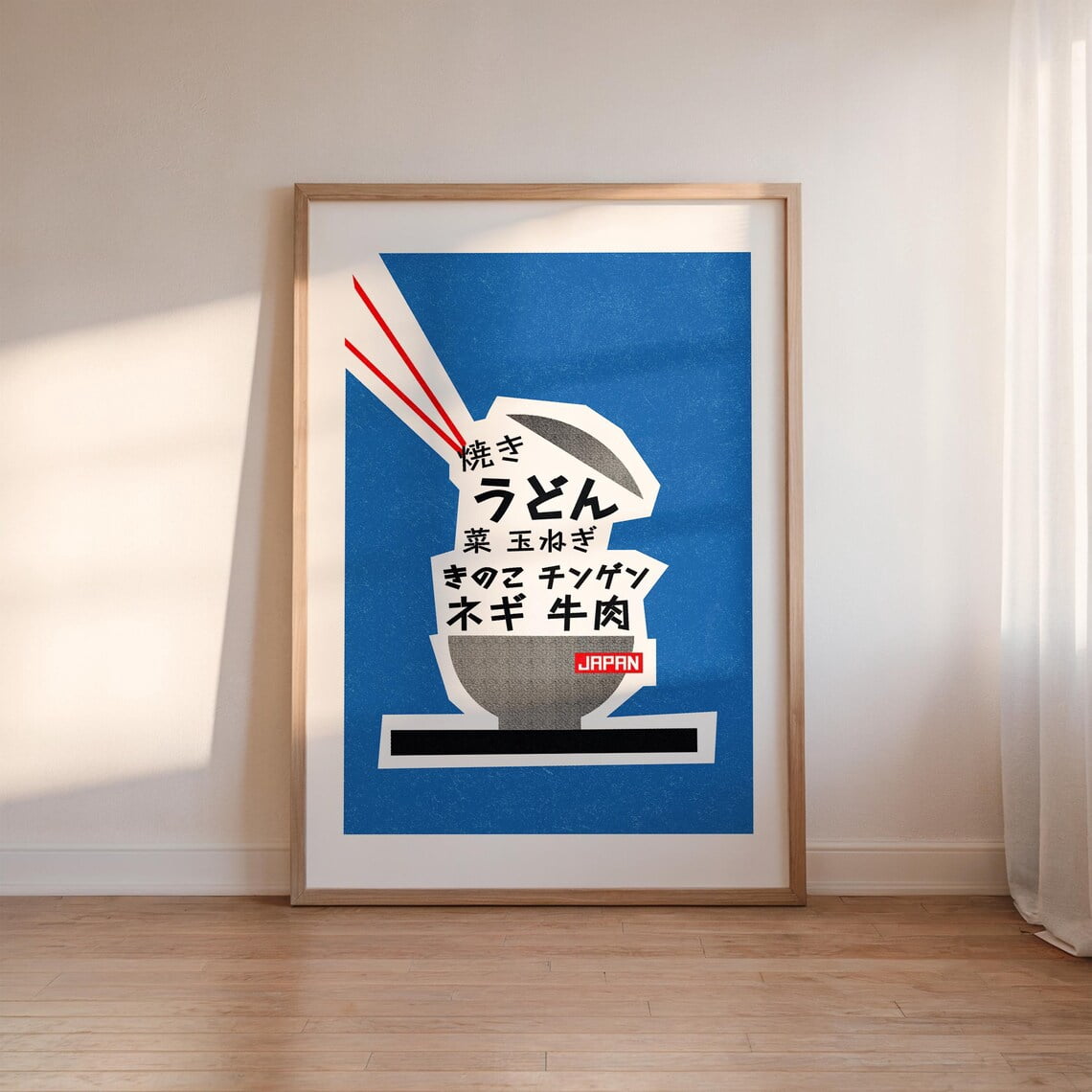 Blue Unique Japanese Vintage Retro Funky Wall Art, Stretched Canvas ...