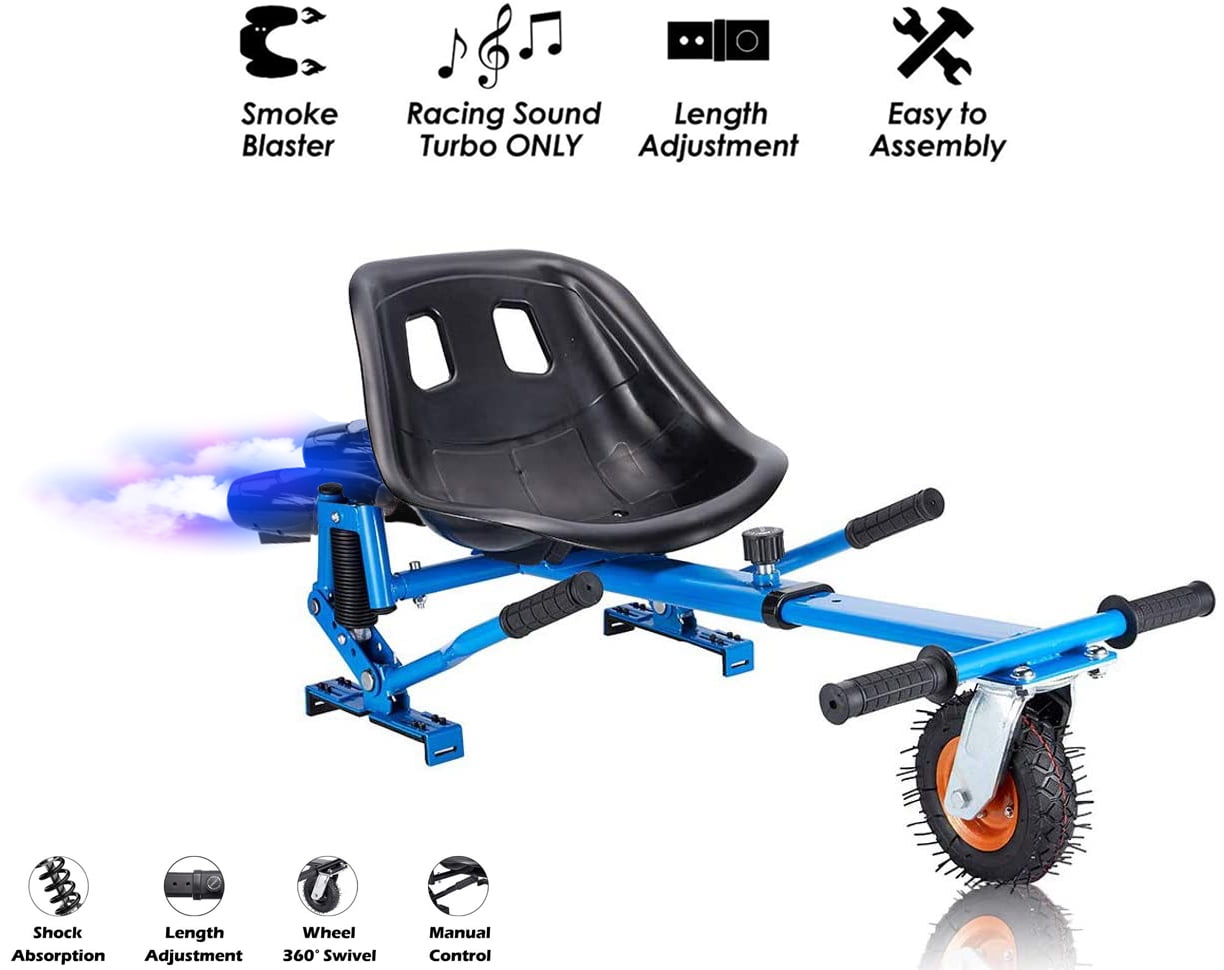 Blue Upgrade Hoverboard Go Kart Seat Attachment With Fog Blaster & LED ...