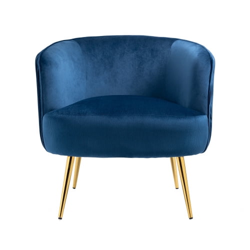 Blue Upholstered Velvet Accent Chair, Modern Reception Arm Chair Comfy ...