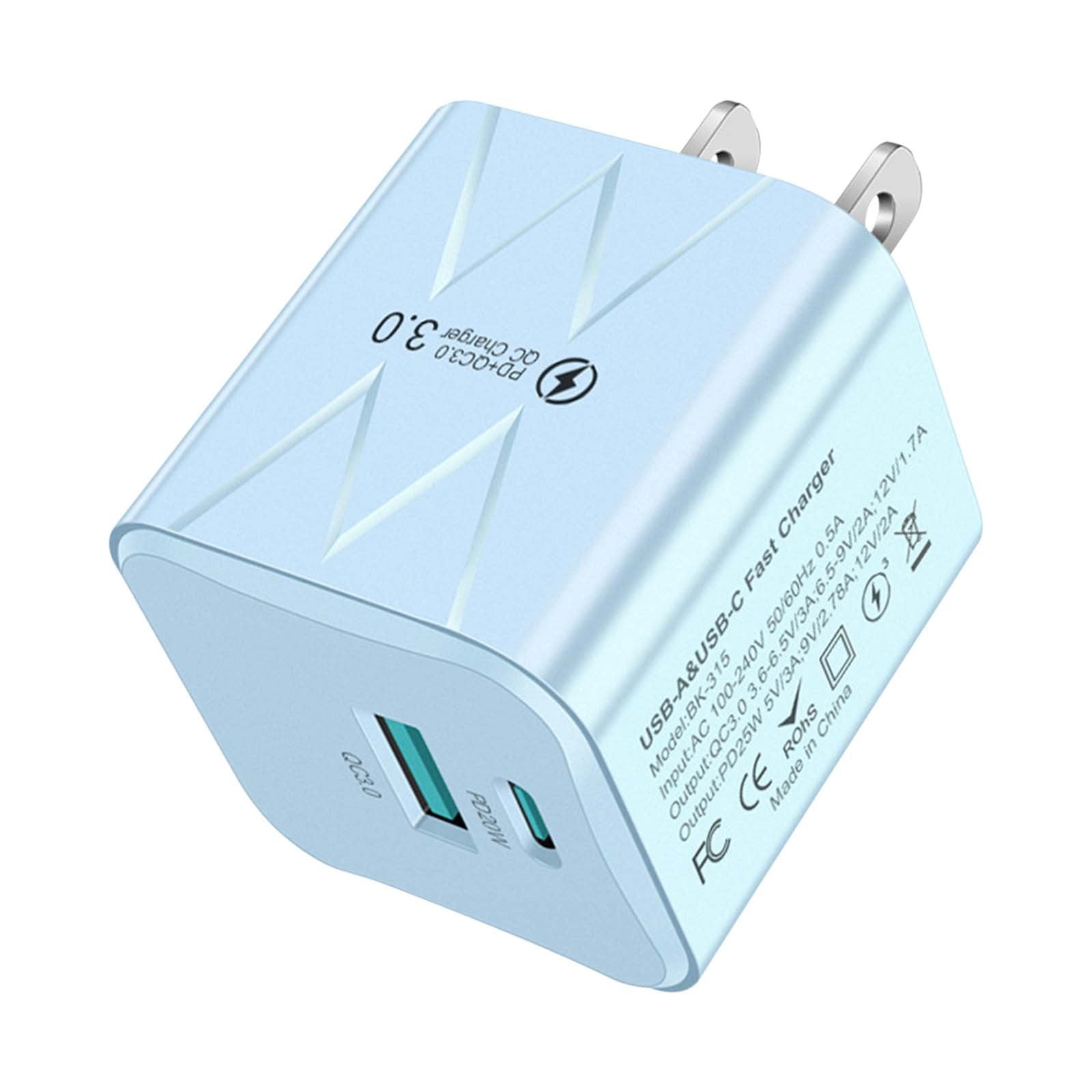 Blue Usb C Wall Charger Block 25W Fast Charging Power Adapter Pd Qc 3.0 ...