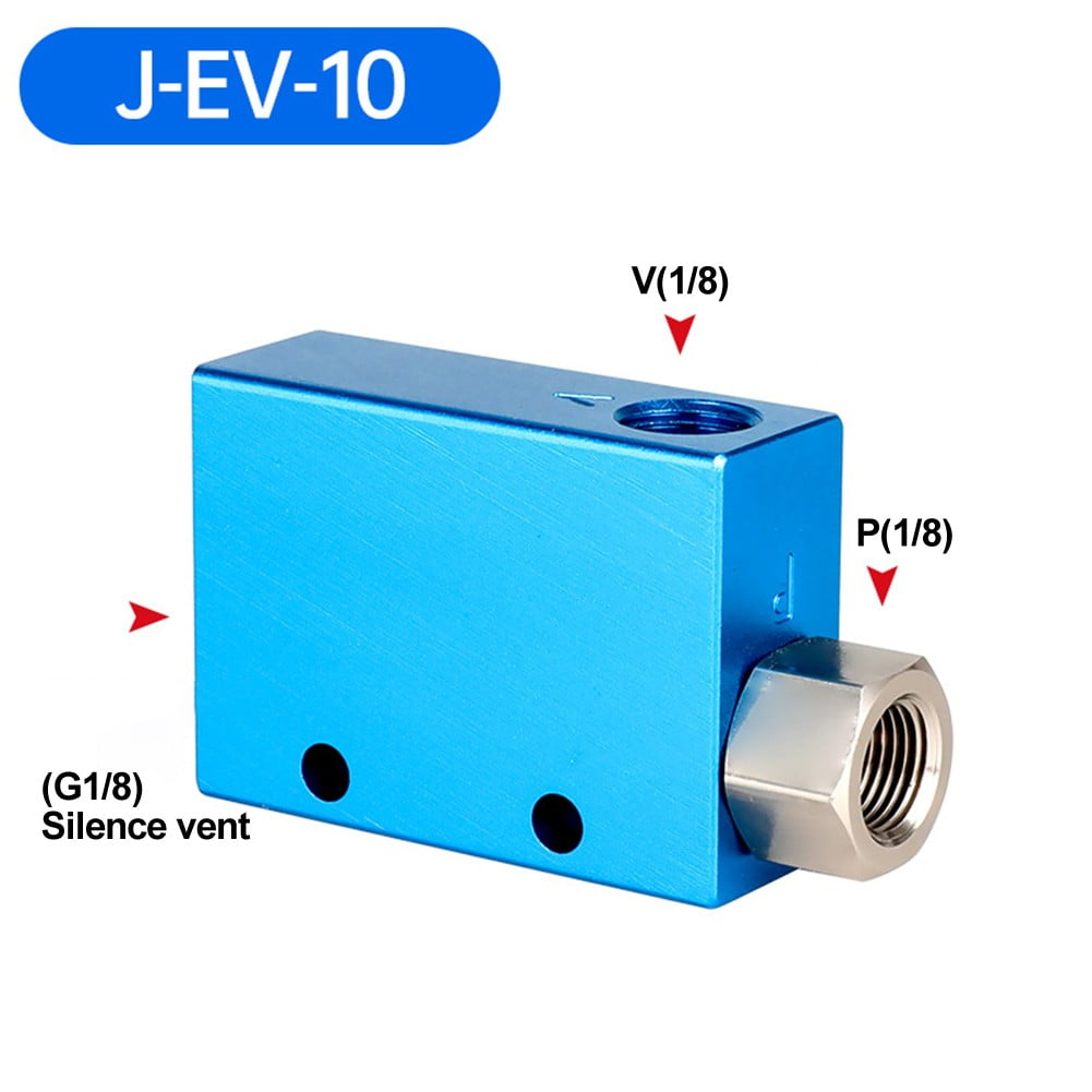 Blue Vacuum Generator Air Tube Ejector Pressure Pneumatic EV-10-25 ...