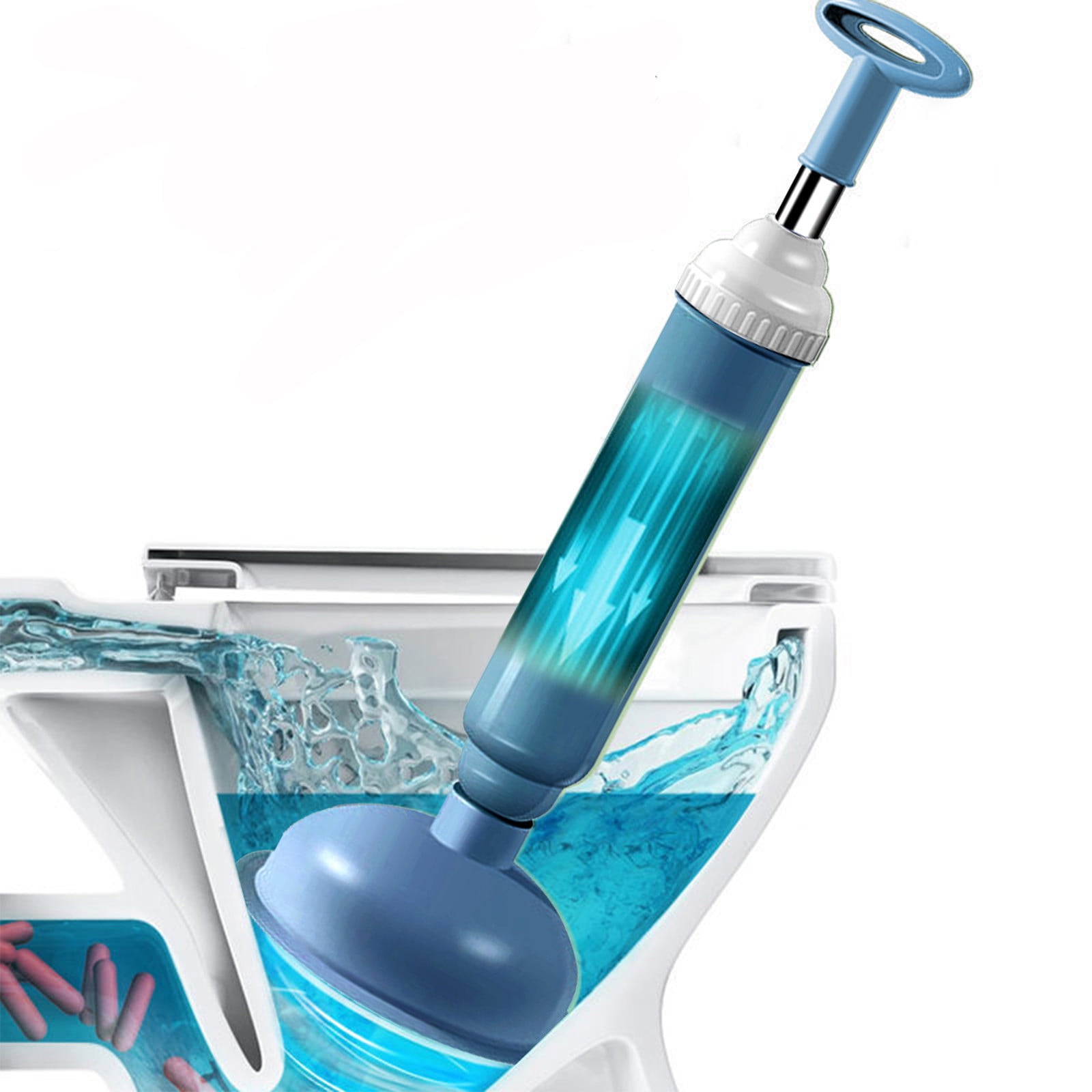 Blue Vacuum Toilet Plunger Bathroom Drain Cleaner Powerful Suction Pump ...