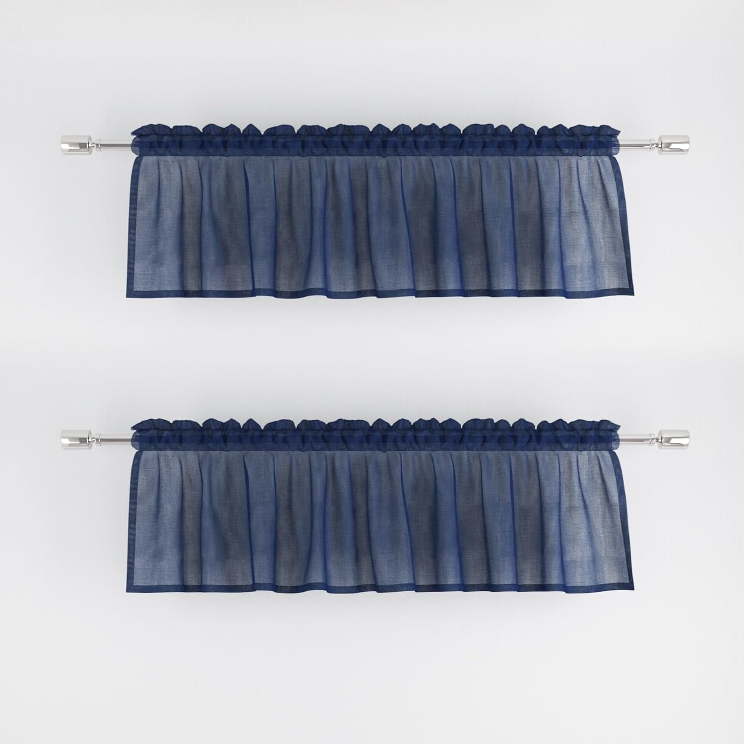 Blue Valance 16 inches Long Sheer Curtain Valance Living Room Bedroom ...